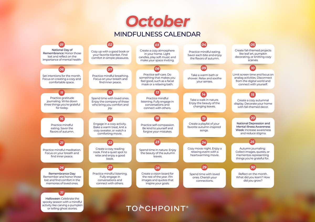 The October Mindfulness Calendar is Here! – TheTouchPoint Solution™